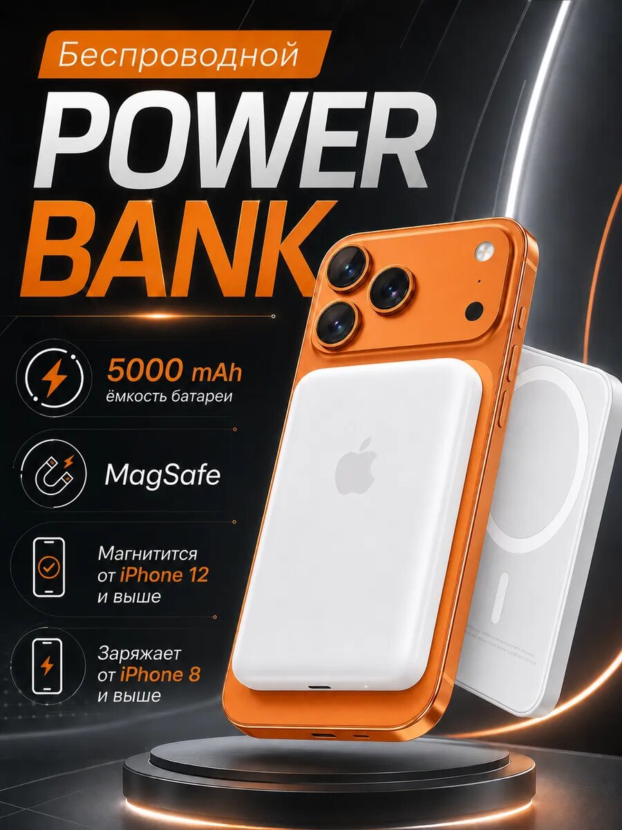 Повербанк для iphone Внешний аккумулятор MagSafe 5000