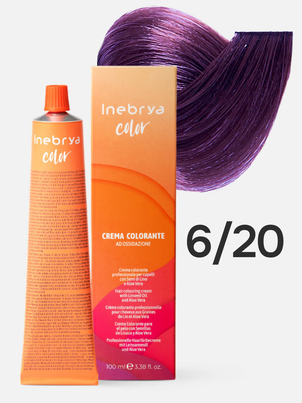 Крем - краска для волос профессиональная Inebrya Color Professional 6/20 Темный русый Вишнево-фиолетовый, 100 мл