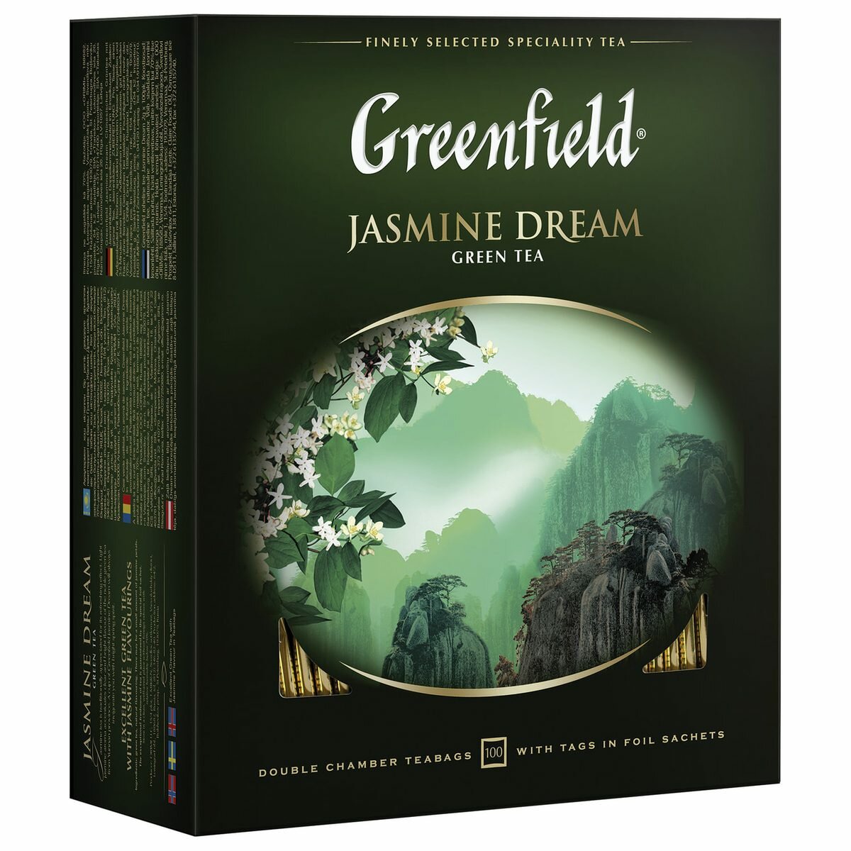 Чай Greenfield Jasmine Dream (Жасминовый сон), зеленый с жасмином, 100 пакетиков в конвертах по 2г, 0586-09