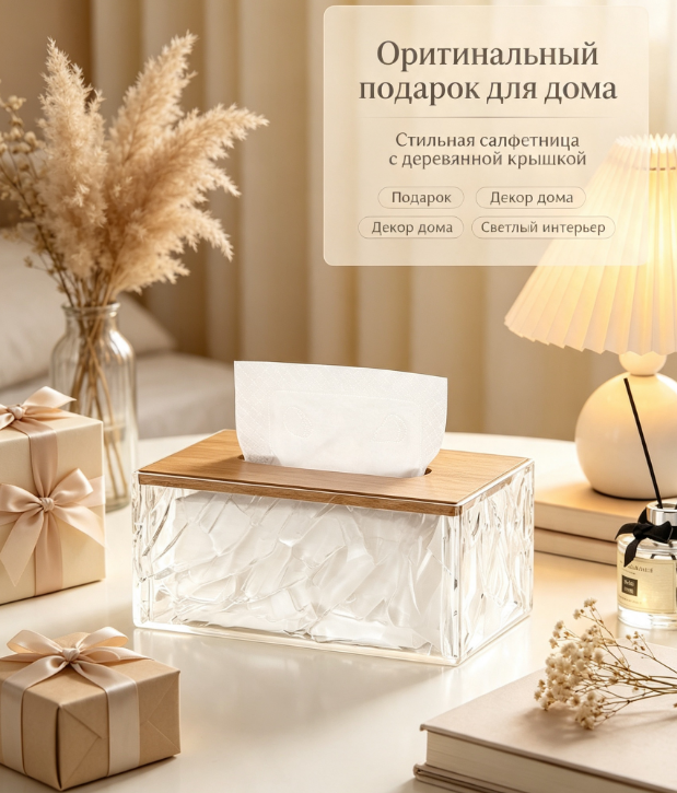 Стильная и креативная настольная коробка для хранения салфеток с ледниковым узором для гостиной, спальни и столовой.