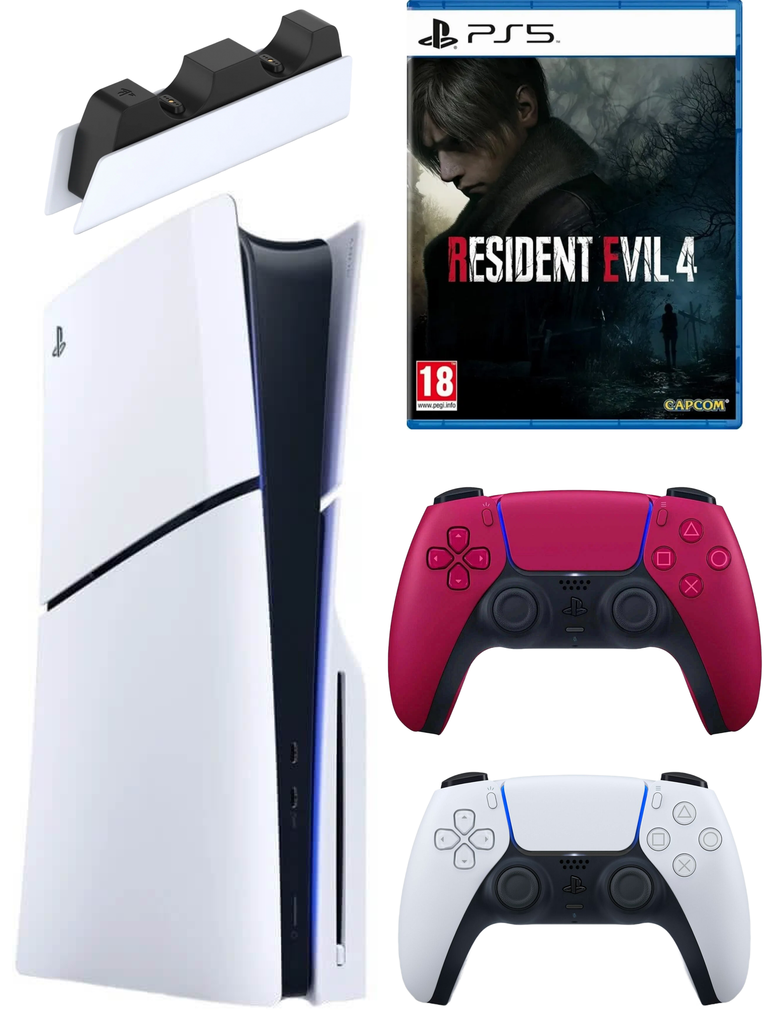 Игровая приставка Sony PS 5 Slim,1ТБ(с дисководом) +2-ой геймпад+Зарядная станция+Resident Evil 4 Remake