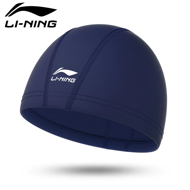 Li-Ning Универсальная плавательная шапочка для взрослых с защитой волос и ушей от солнца, синяя