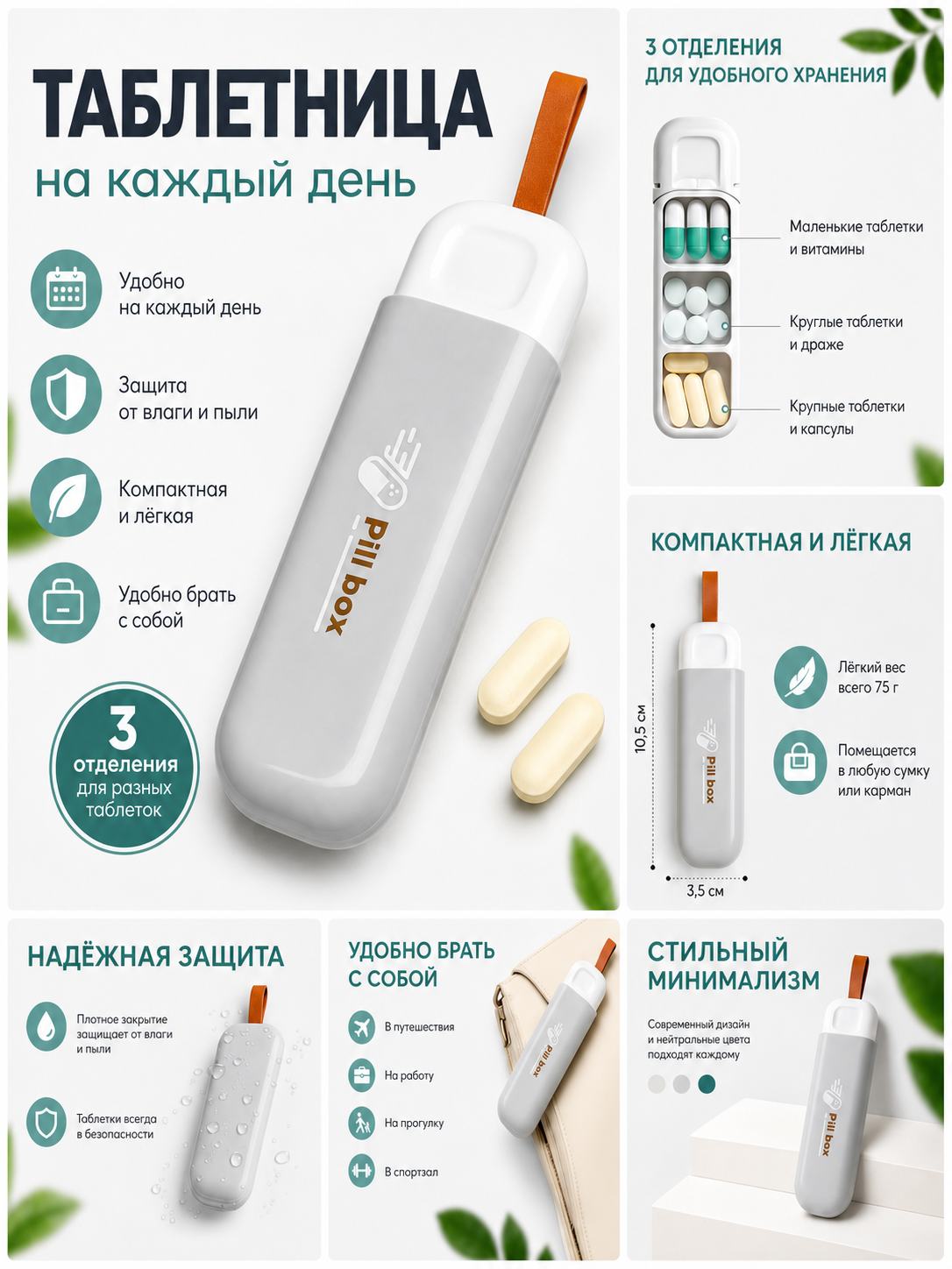 Контейнер для хранения, таблетница, кейс для таблеток, органайзер для лекарств