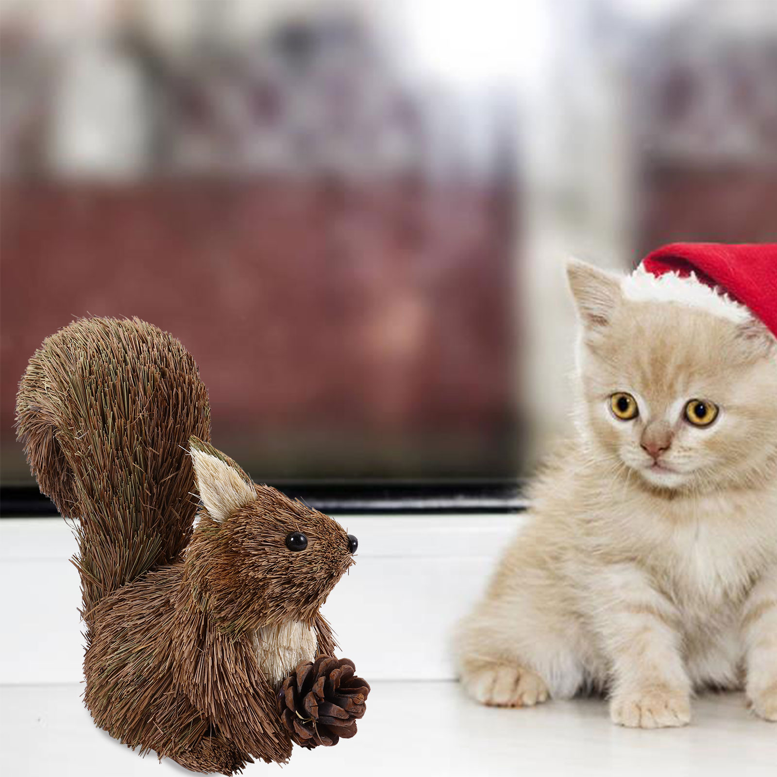 Сquirrel Decorations Для Дома И Сада Оригинальная Фигурка Из Соломы Серого Цвета 20X20X10Cm
