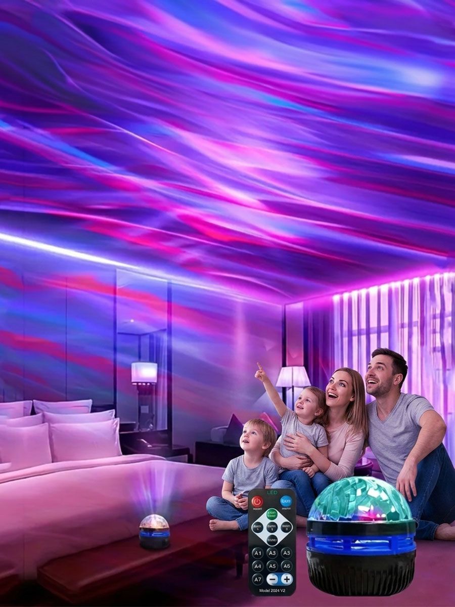 Ночник северное сияние, проектор космос, RGB светильник с пультом управления, ночной светильник для спальни и детской комнаты проектор космоса ночник проектор управляемый светильник