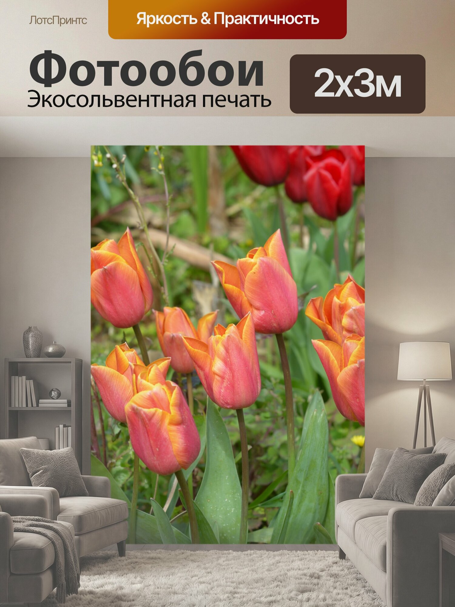 Фотообои "Розовые тюльпаны Группа тюльпанов тюльпаны цветы флора лепестки розовые тюльпаны сад природа ботаника цветущие весенние цветочные растения" 200x300 см. экосольвентная печать