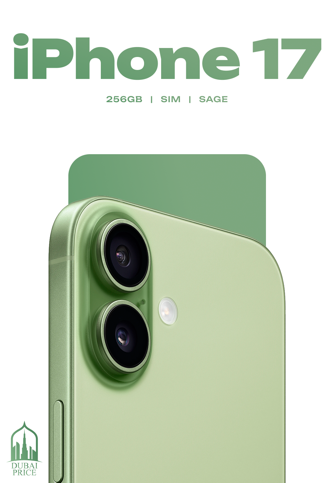 Смартфон Apple iPhone 17 Dual: nano SIM + eSIM 256 ГБ памяти, Sage/Зеленый NEW
