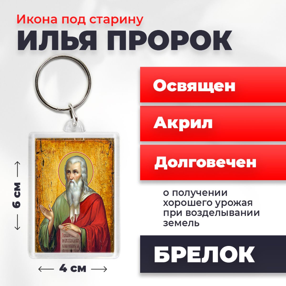 Икона на брелке "Илья Пророк", 4*6 см