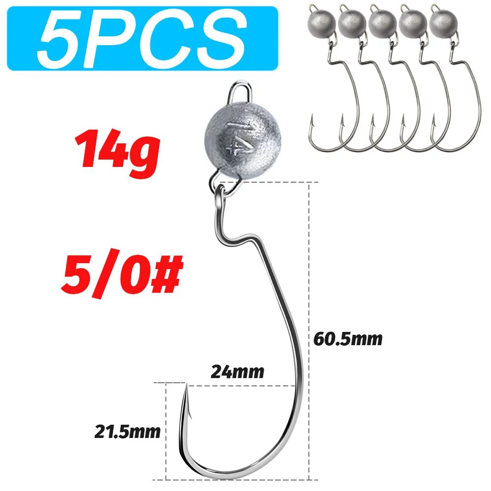 Крючки для червей GOBAIT 5 шт, 12g, 5/0