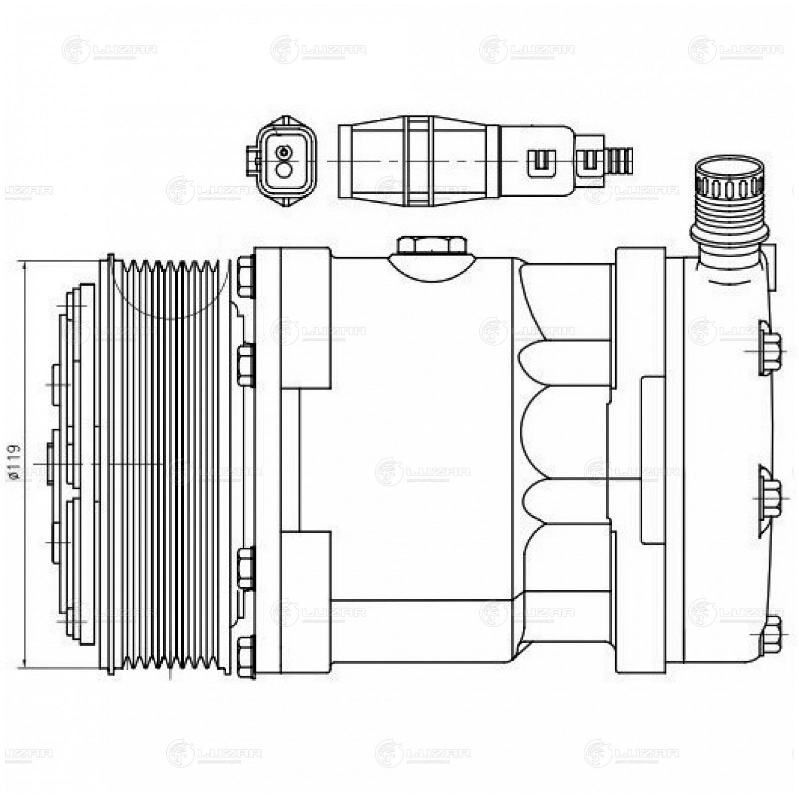 Компрессор кондиционера, для МАН TGA 2002-, TGS 2007-, TGX 2007- oem 51779707028, 51779707099 арт LCAC1202