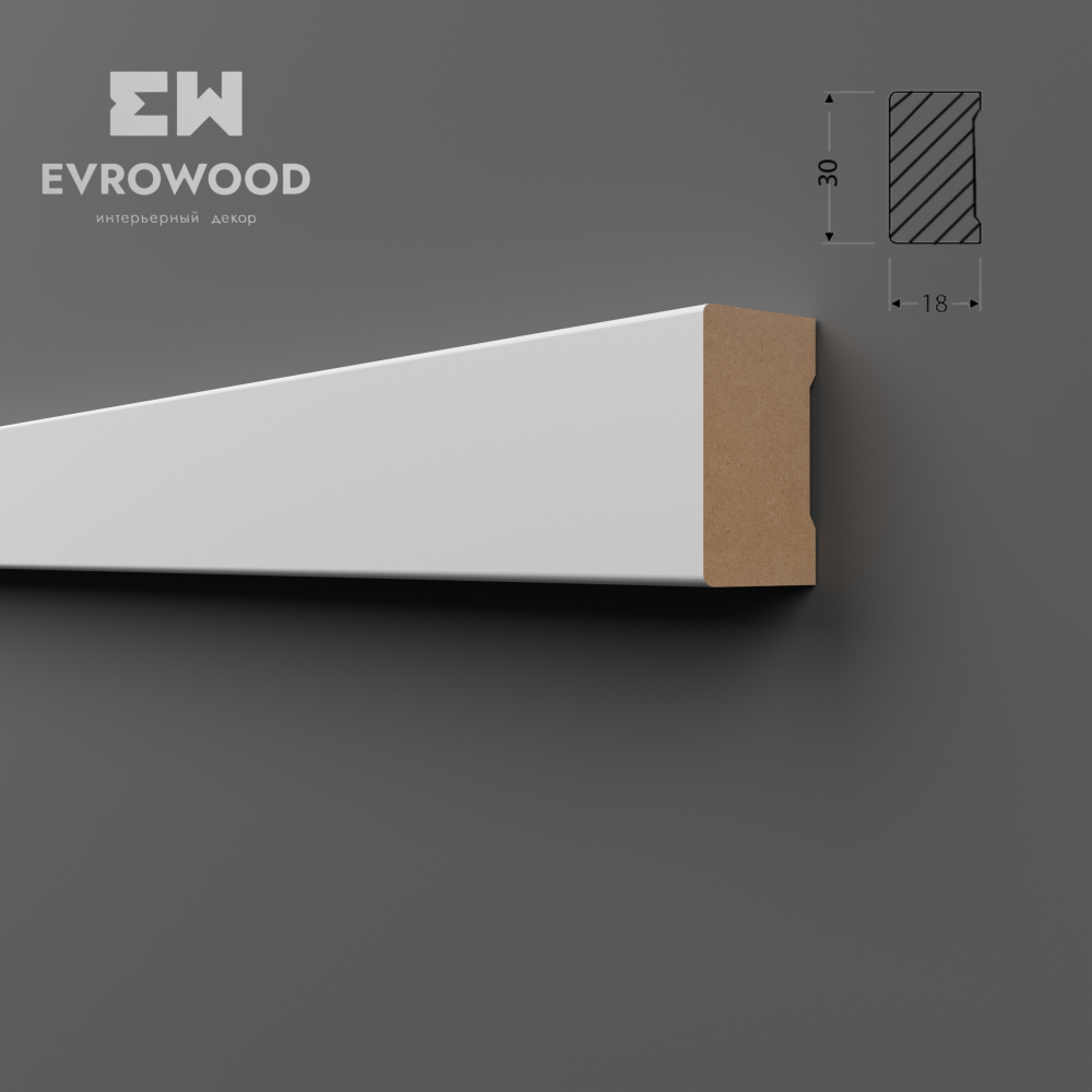 Рейка Evrowood R010 Белая Д2000хВ30хШ18 мм / Евровуд.