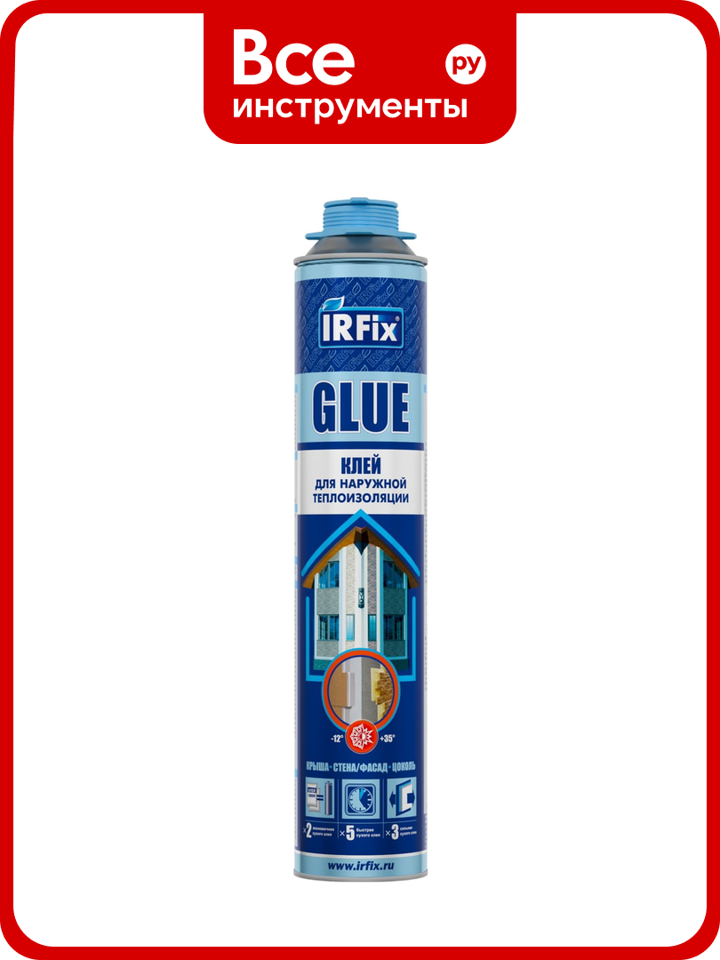 Клей-пена IRFIX Glue для пенополистирола профессиональный всесезонный 800мл 10016 надежной конструкции