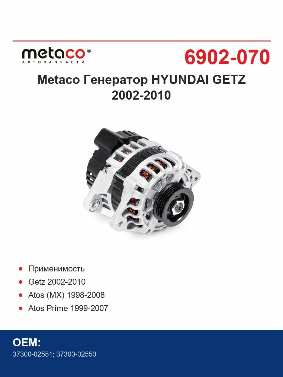 Metaco Генератор HYUNDAI GETZ 2002-2010