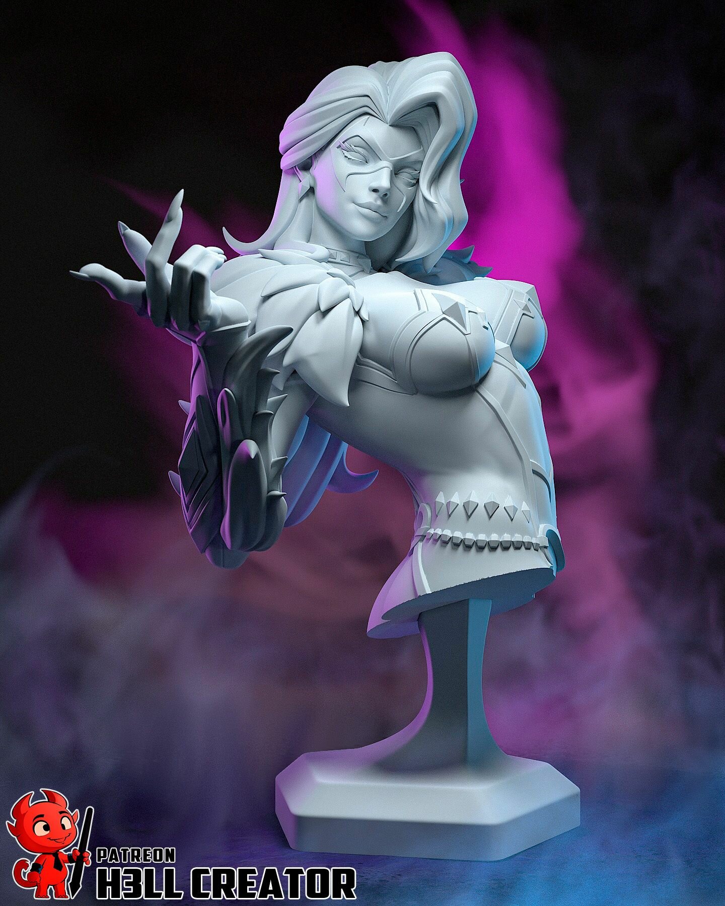 Сборная модель Bust of Black Cat (Marvel Rivals), бюст, 88мм для покраски