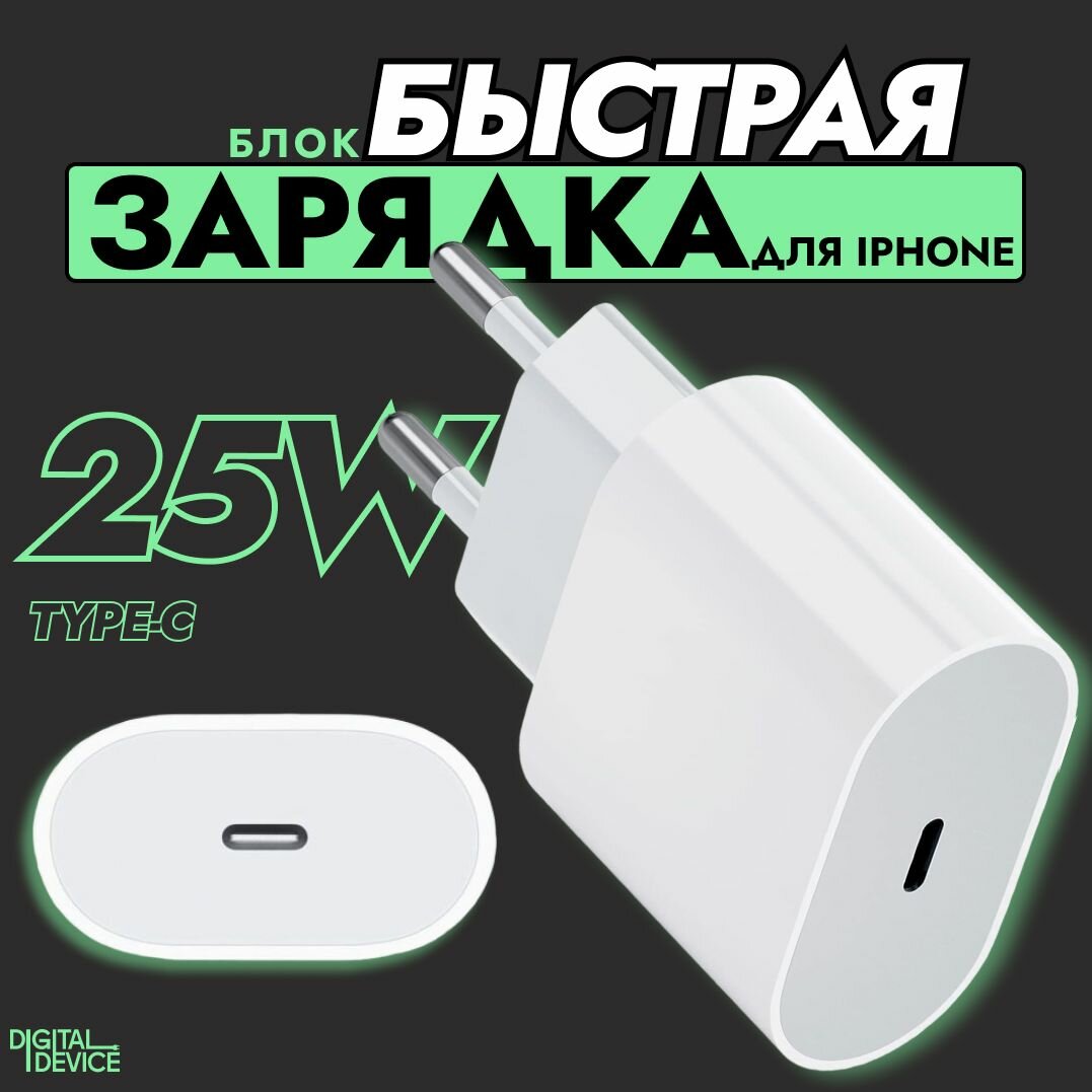 Универсальная быстрая зарядка Type C; блок питания 25W