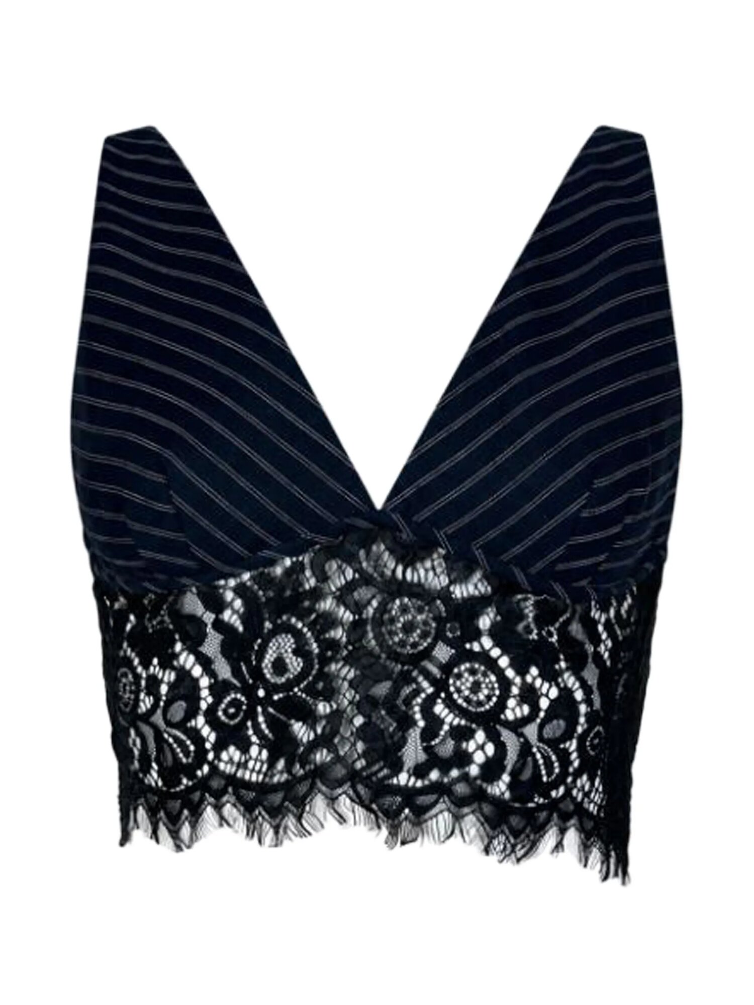Топ Lace-trim pinstripe-pattern top