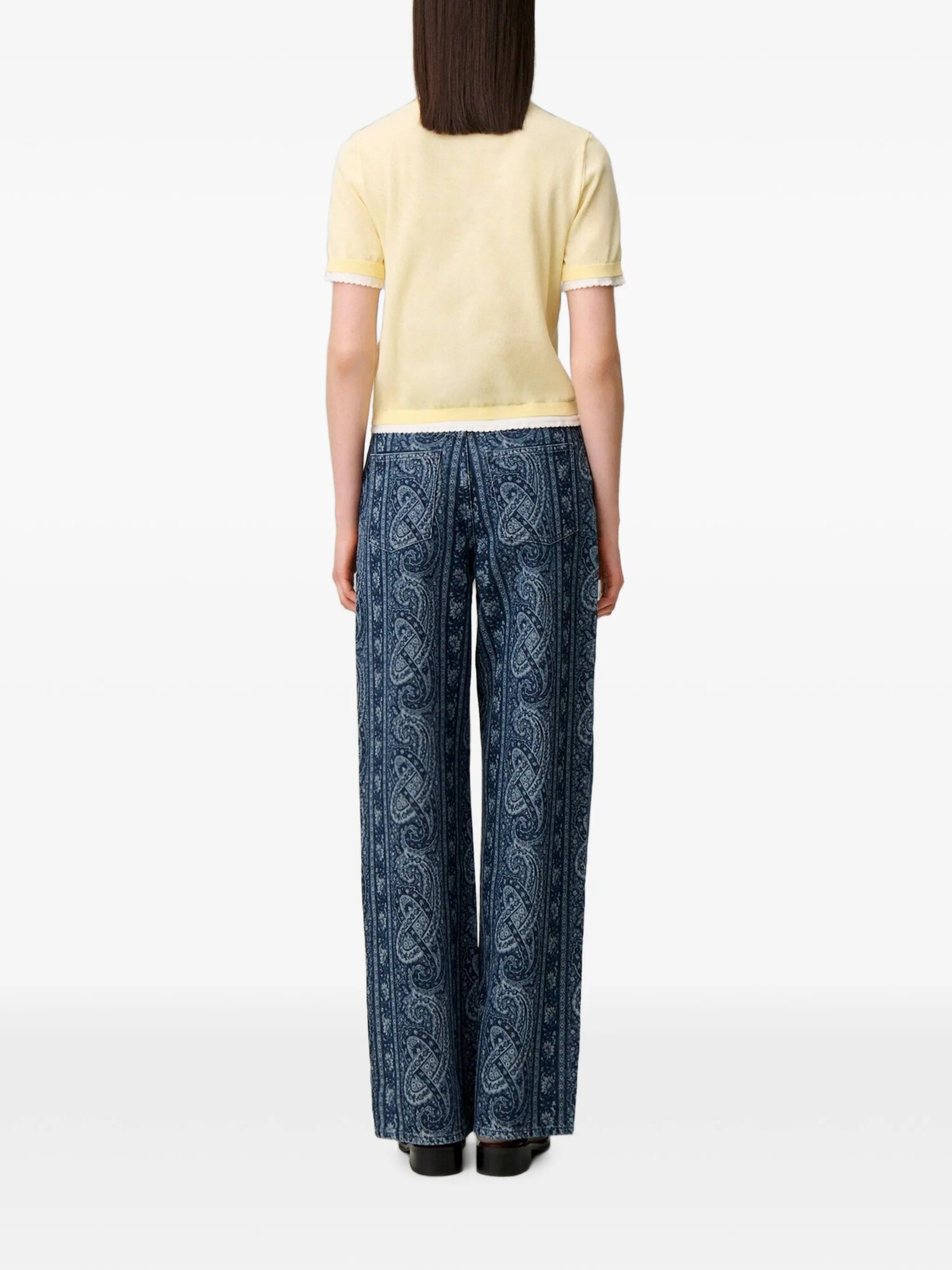 Футболка CLAUDIE PIERLOT Contrast knit jumper, размер 42, светло-желтый — фото 1