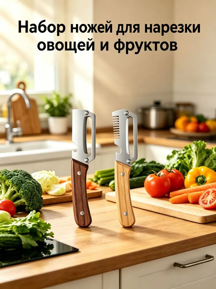 2 шт Кухонный многофункциональный артефакт для измельчения овощ2PCS для бутылок с деревянной ручкой, Бытовая овощечистка
