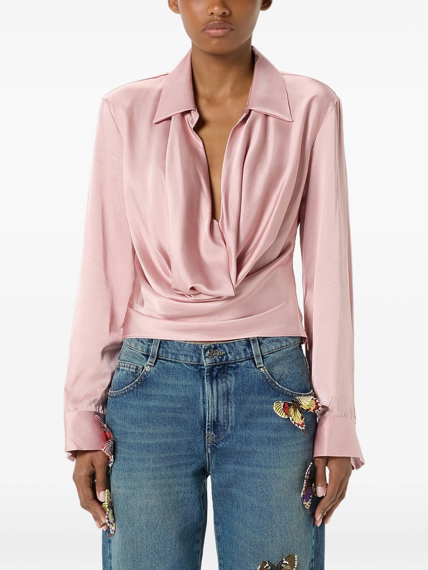 Блуза Blumarine Draped satin blouse, размер 40 — фото 1