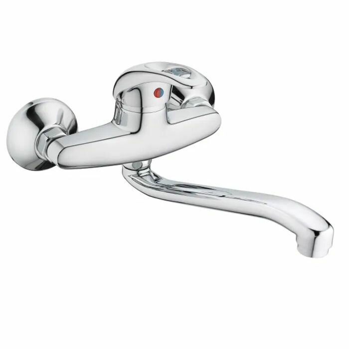 Смеситель латунный для кухни с длинным поворотным изливом к стене V-6906 Хром