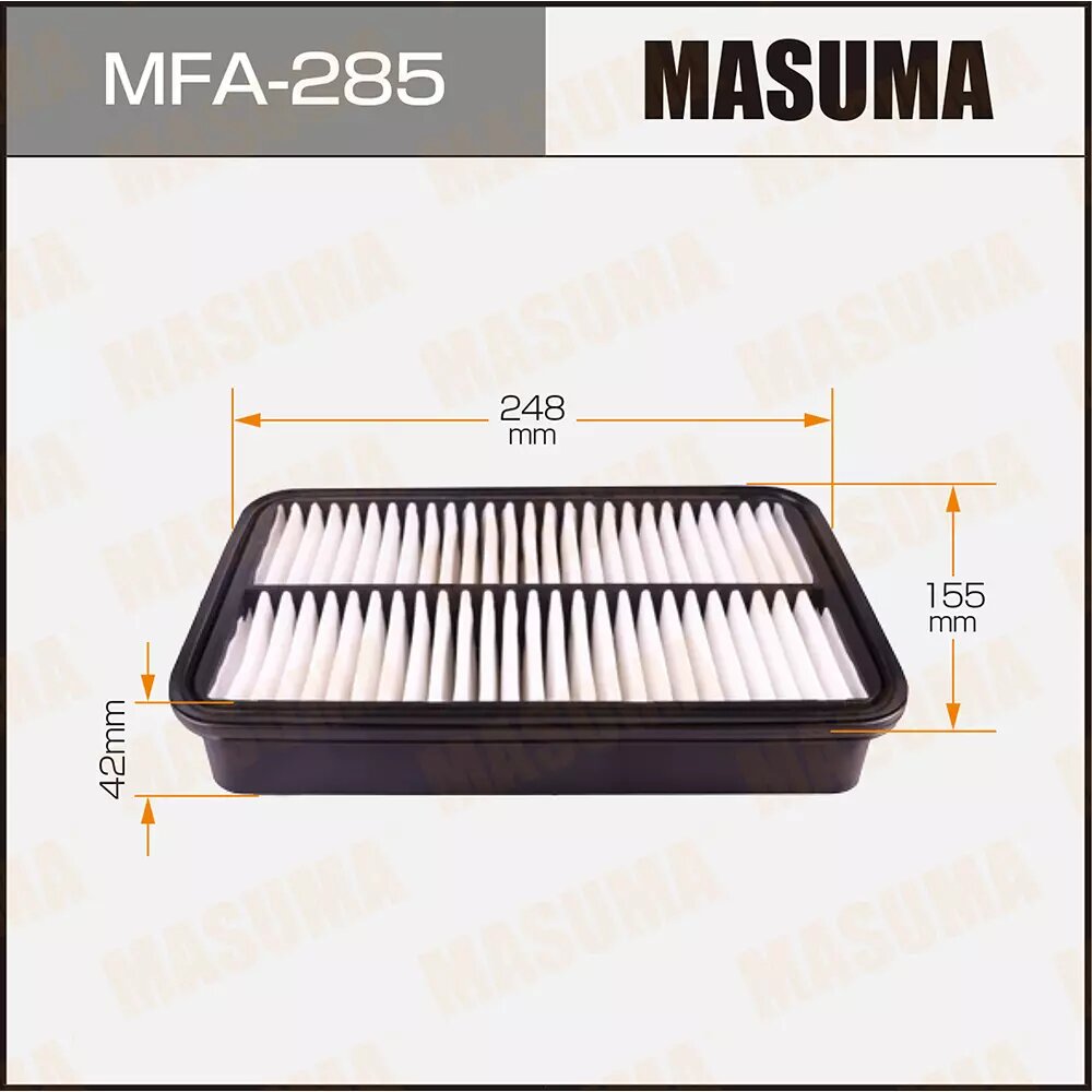 Фильтр воздушный Высота, H: 42 мм/Длина, W: 248 мм Masuma, MFA-285