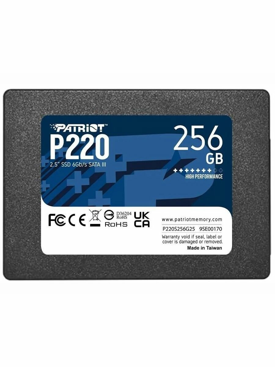 Patriot Memory 256 ГБ Внутренний SSD-диск P220 2.5" SATA3, 2.5", SATA III 6 Гбит/с (P220S256G25)