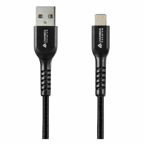 Кабель LYAMBDA USB MFI Type-A(m)/Lightning(m) 24A 2.5м черный