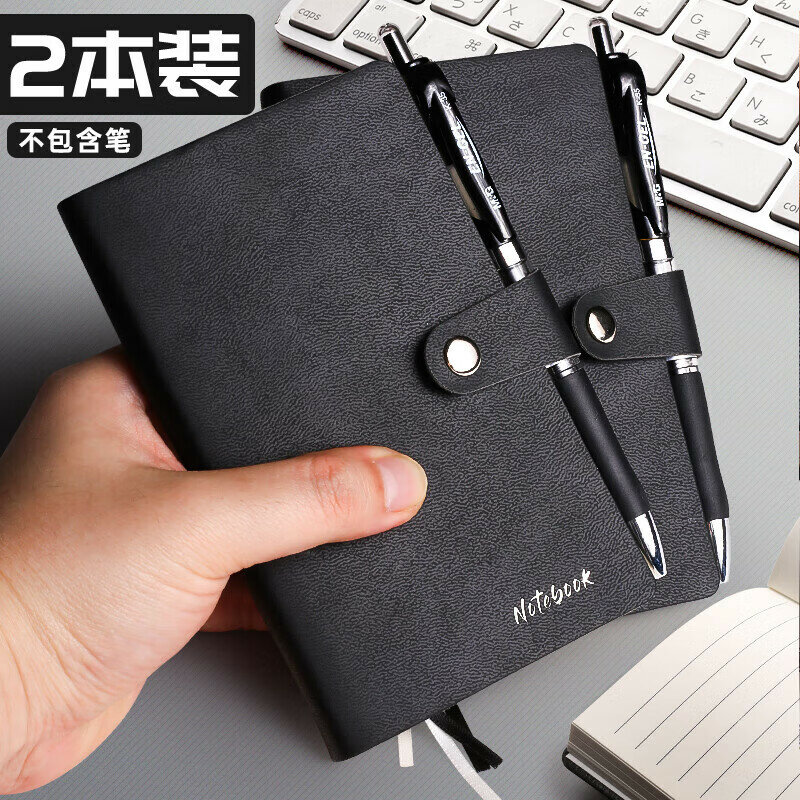 Jinzhi A7 компактный мини-блокнот с держателем для ручки 100 страниц в книге черный комплект из двух Цвет：Черный