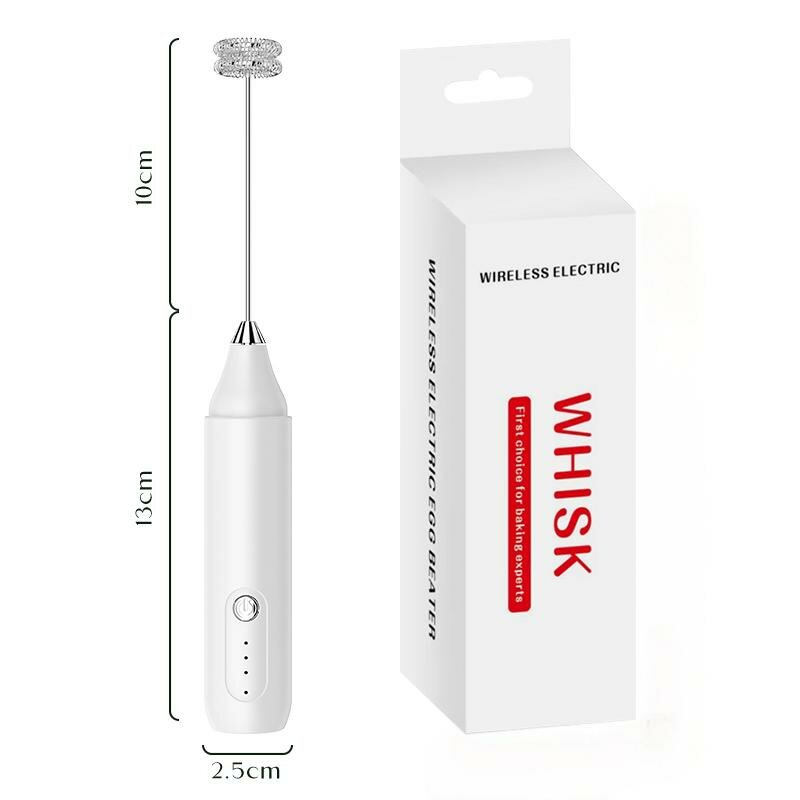 USB-зарядный электрический ручной мини-венчик для взбивания яиц, сливок и кофе, белый, одинарная насадка