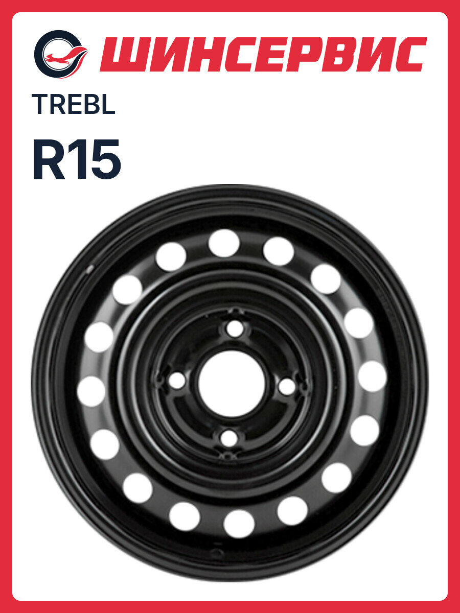 Стальной колесный диск TREBL 6445 R15x6J 4x100 ET39 ЦО56.6 для автомобиля