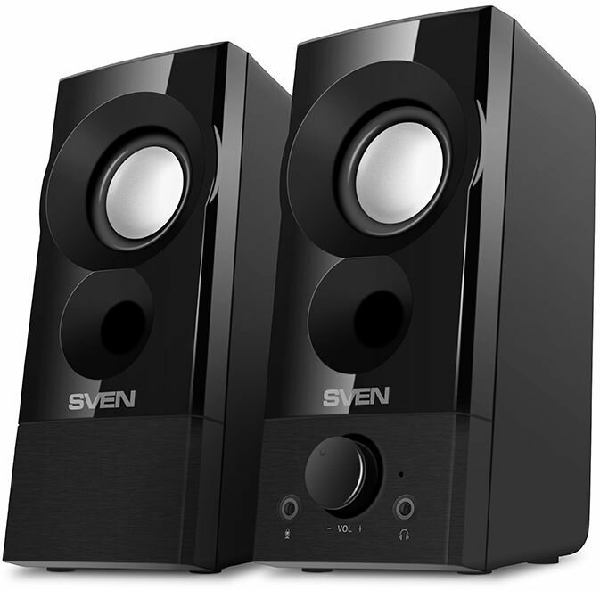 Колонки Sven 357 черный, материал корпуса пластик, акустический тип 2.0, суммарная звуковая мощность 6Вт, портативные, питание от USB (SV-018191)