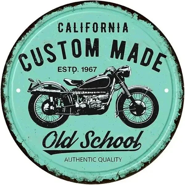 Металлическая вывеска "California Custom Made" 30 см, цвет 8