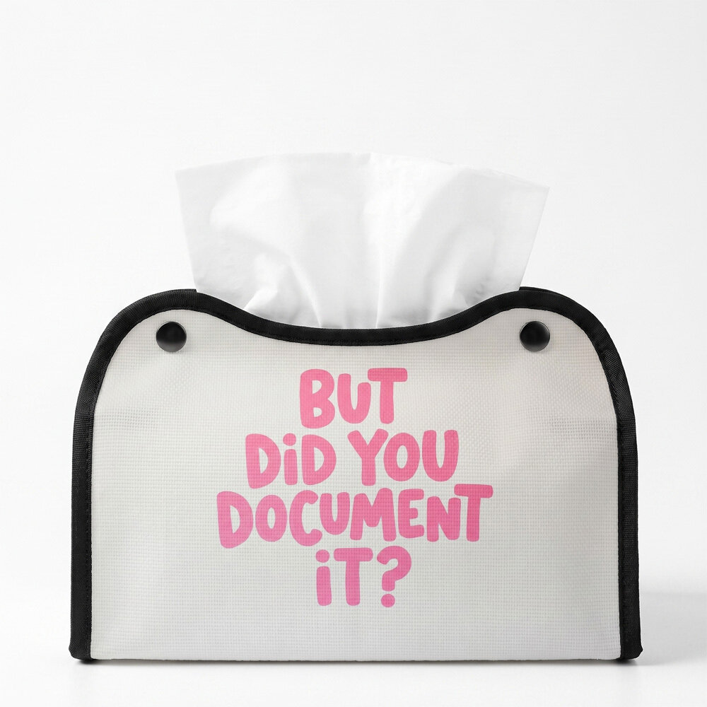 Держатель для салфеток "But Did You Document It?" розовый, с декоративными пуговицами, маленький (19x12x14 см)