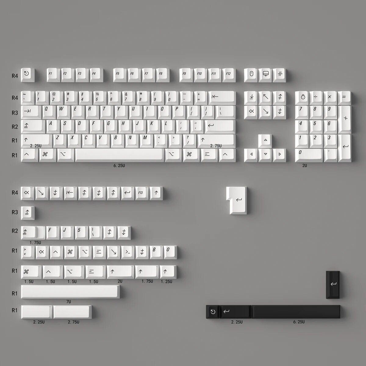 Venit Keys 148-клавишные белые PBT-кейкапы Cherry Profile для механических клавиатур