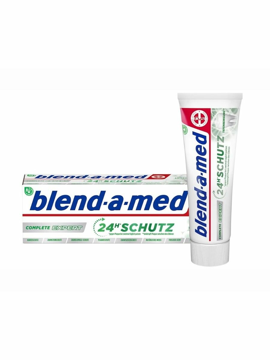 Blend-a-Med Complete Expert 24h Schutz для всей семьи (Германия), 75 мл, Зубная паста глубокого очищения, защита от кариеса, укрепление эмали, свежесть дыхания, комплексный уход