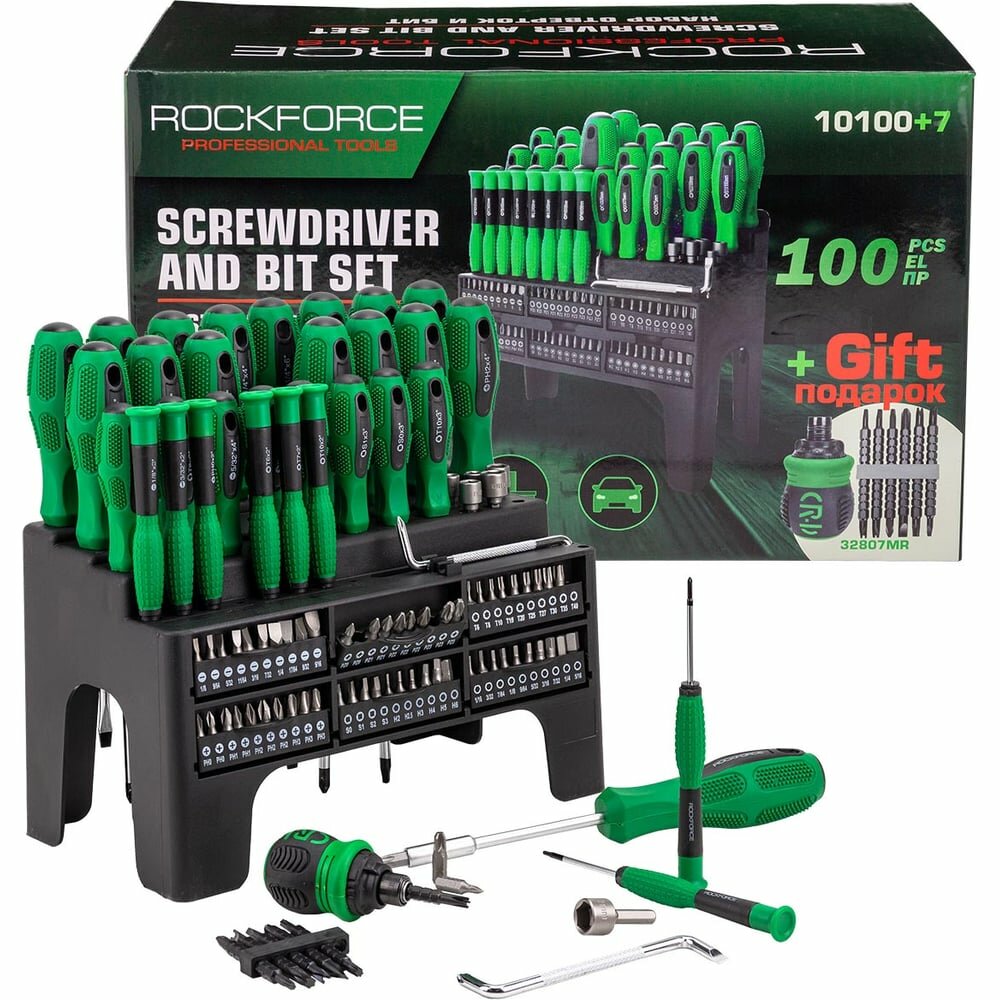 Набор отверток и бит Rockforce 100 предметов RF-10100+7(65570)
