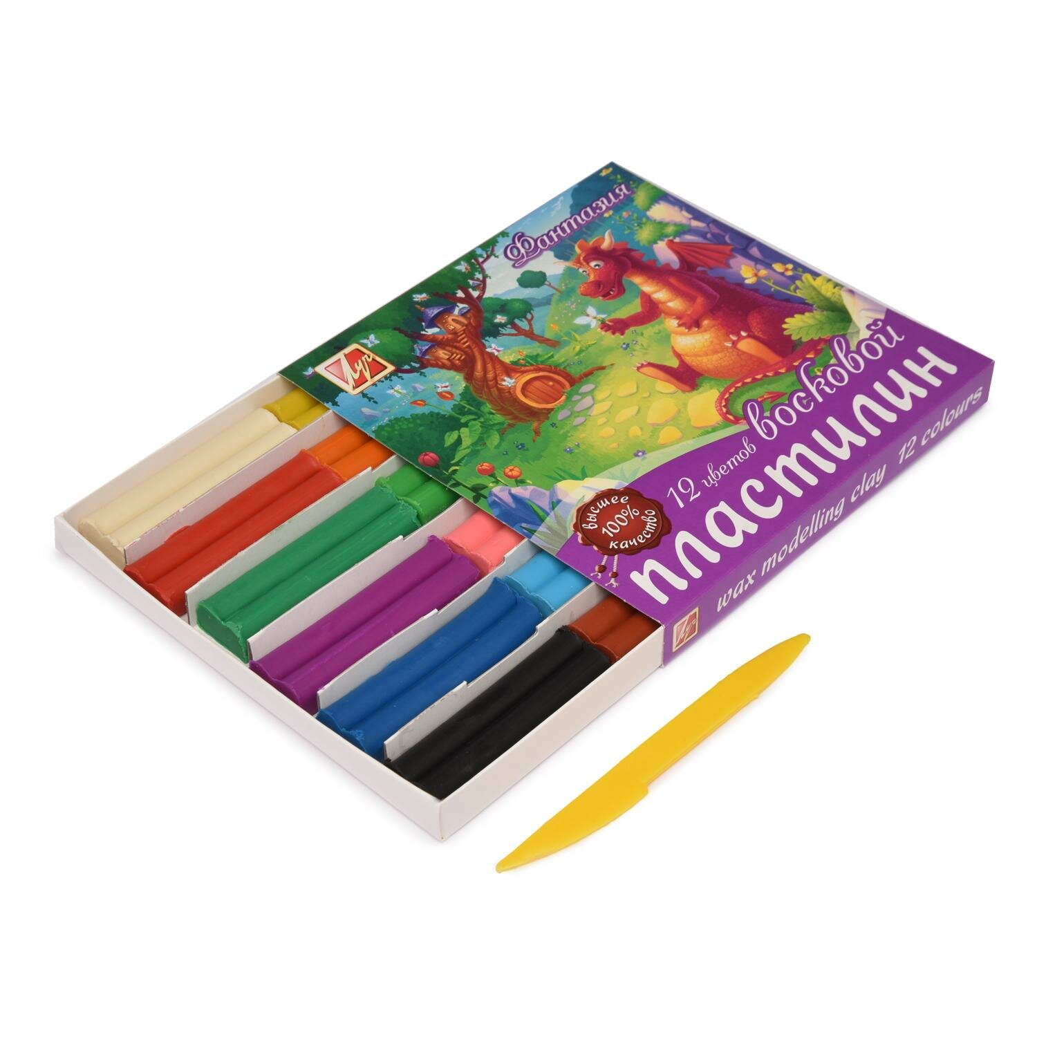 Пластилин Луч восковой 12 цветов, 210 г, "Фантазия" (25С1523-08)