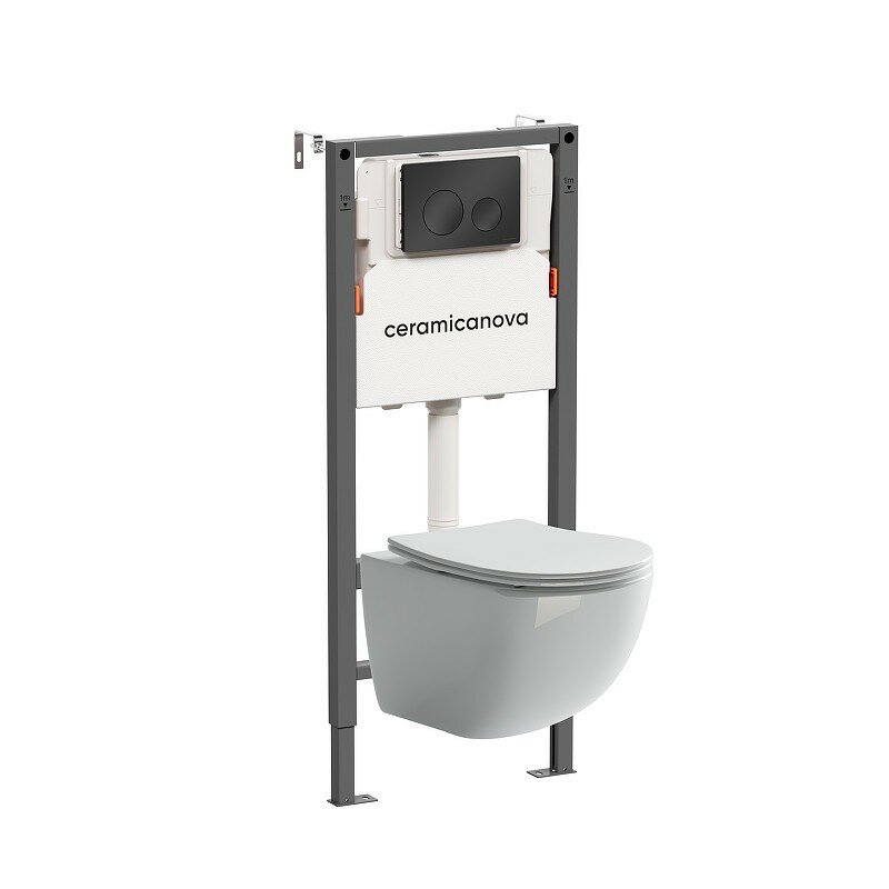 Комплект унитаза с инсталляцией Ceramicanova Forma CN3009_121001MB цвет Белый с сиденьем Микролифт и клавишей смыва цвет Черный матовый