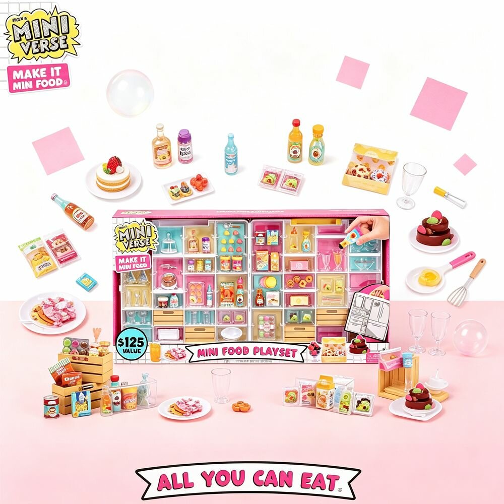 Набор миниатюрной кухни MGA Mini Verse Make It Mini Food All You Can Eat, игровой набор мини еды с органайзером для девочек коллекционирования