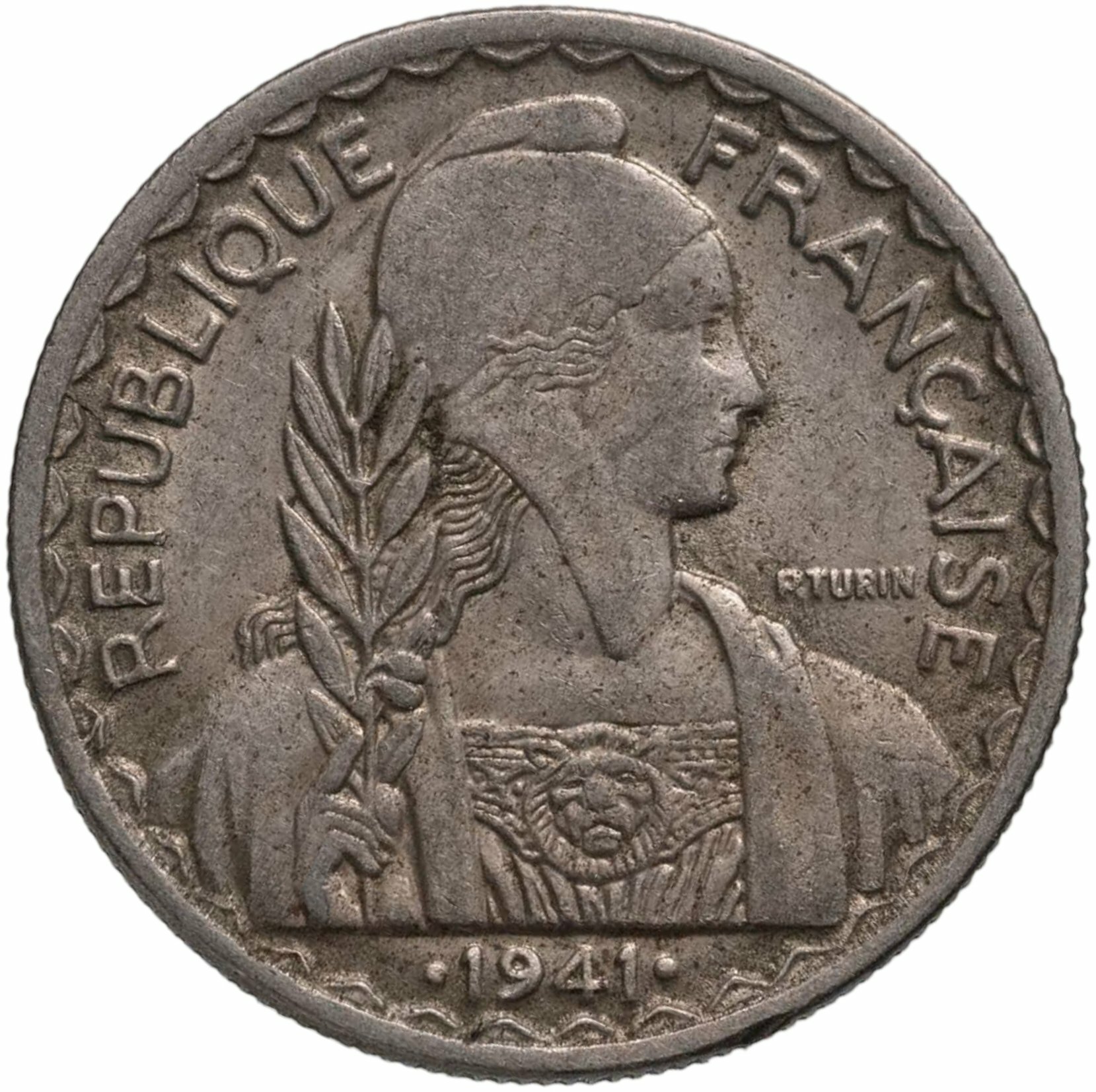 Французский Индокитай 20 сантимов centimes 1941, Мельхиор медь-никель, в сохранности XF
