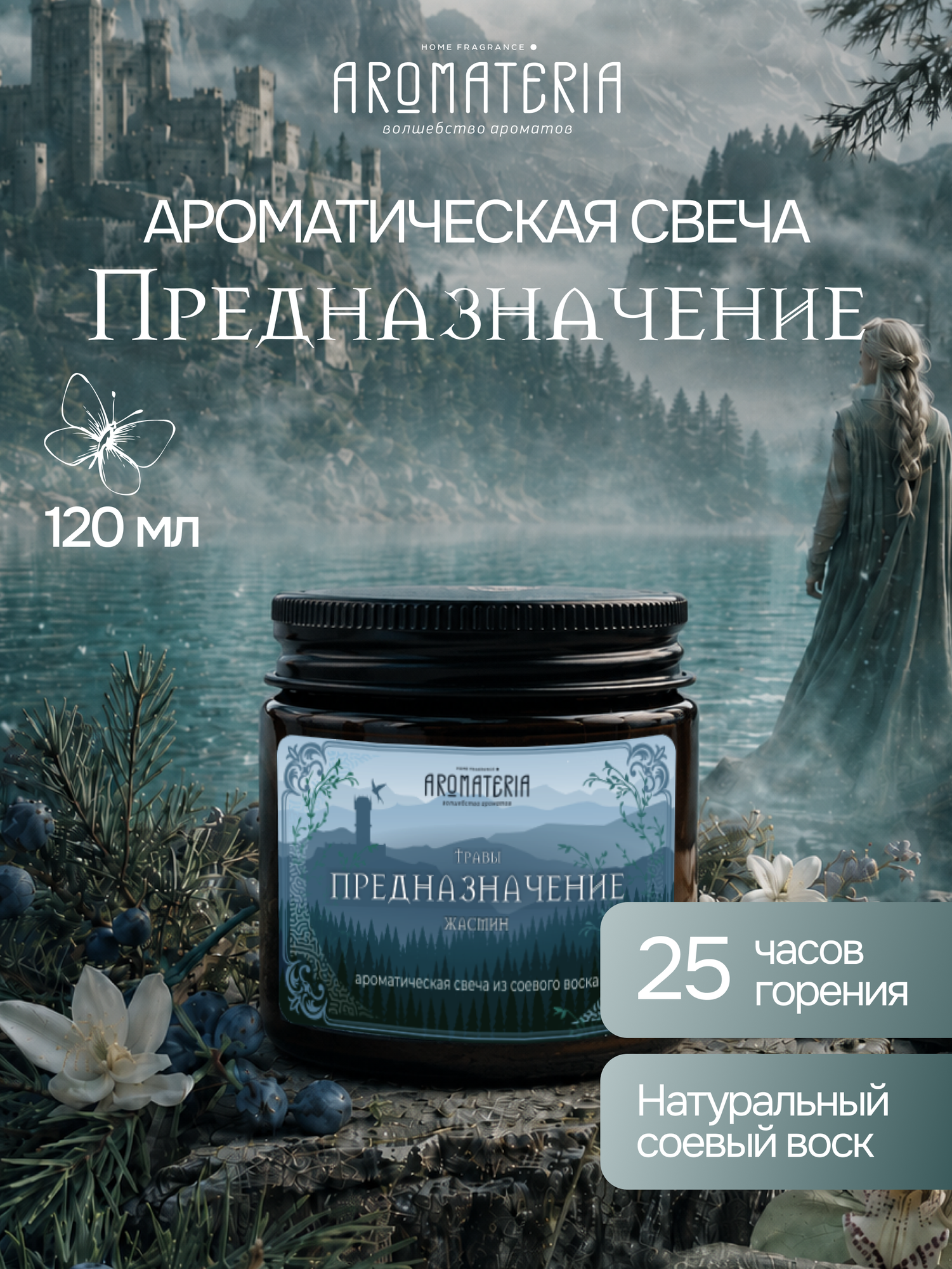 Ароматическая свеча "Предназначение " серия Ведьмак, Aromateria, 120 мл. из соевого воска с хлопковым фитилём