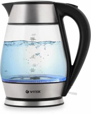 Чайник электрический Vitek 2200Вт 1.8 л подсветка воды прозрачный черный (VT-7037)
