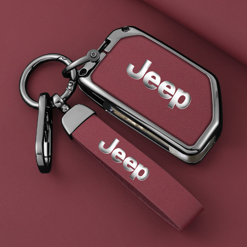 Металлический чехол для ключа Jeep Wrangler 2019-2022 JK/JL, 2 клавиши, бордовый, одинарный чехол