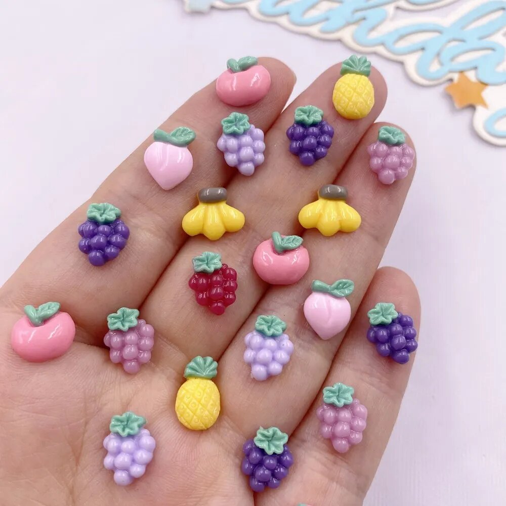 Resin Colorful Fruit Nail Art Appliques DIY Scrapbooking Decorations Toiewy 50pcs