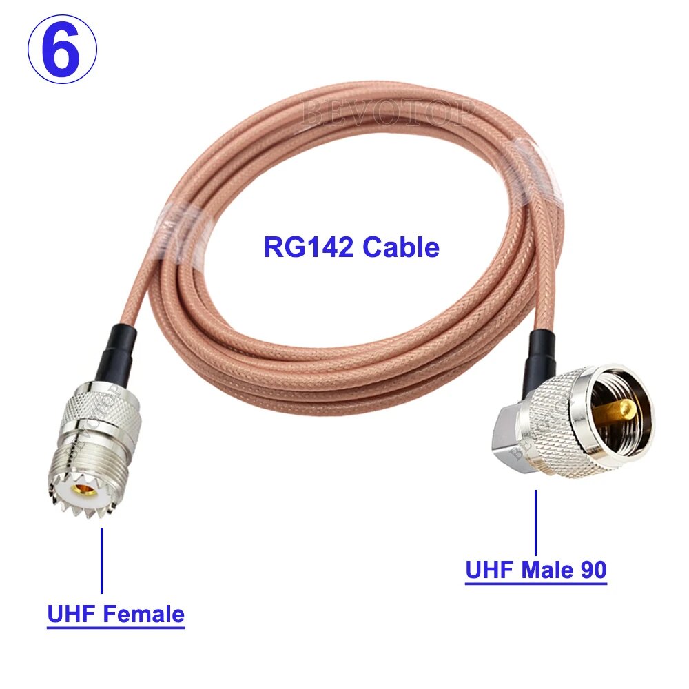 BEVOTOP RG-142 коаксиальный кабель PL259 - SO239 50 Ом 15см 5M, UHF F to UHF M90