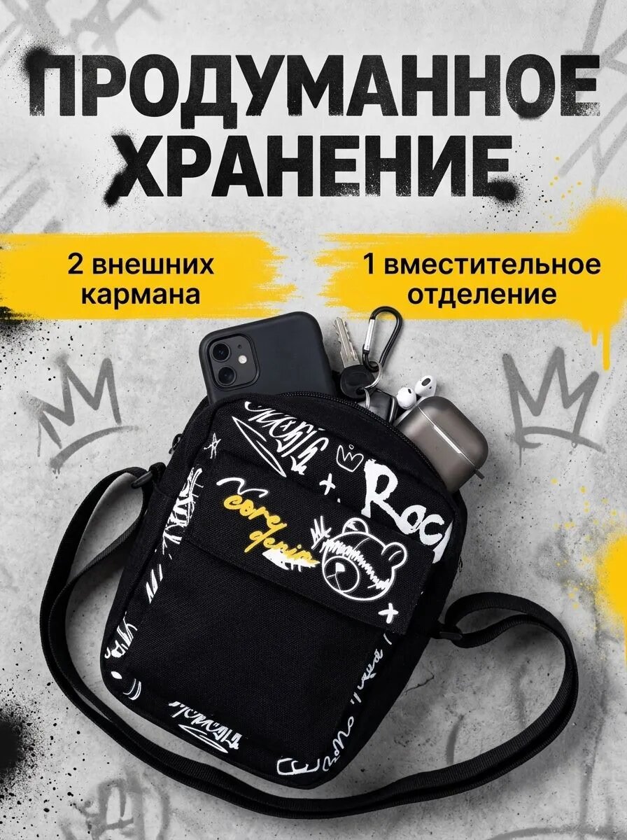 Сумка через плечо для подростка, компактная барсетка аниме