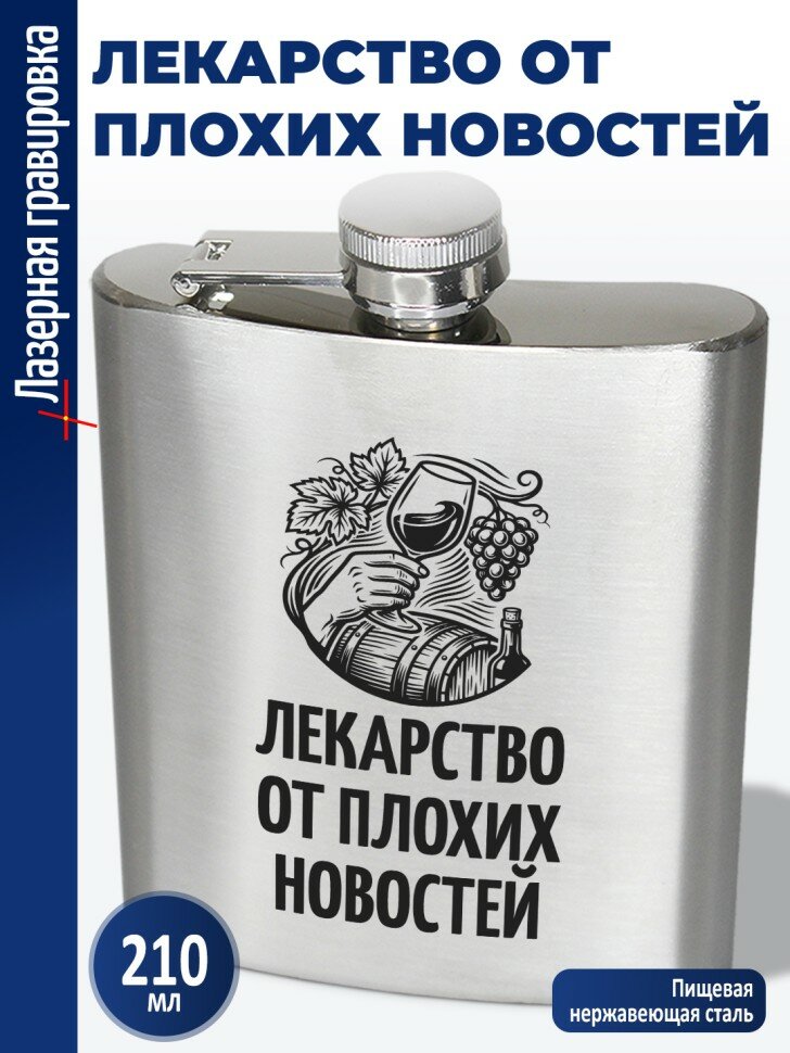 Фляжка "Лекарство от плохих новостей" (210 мл)