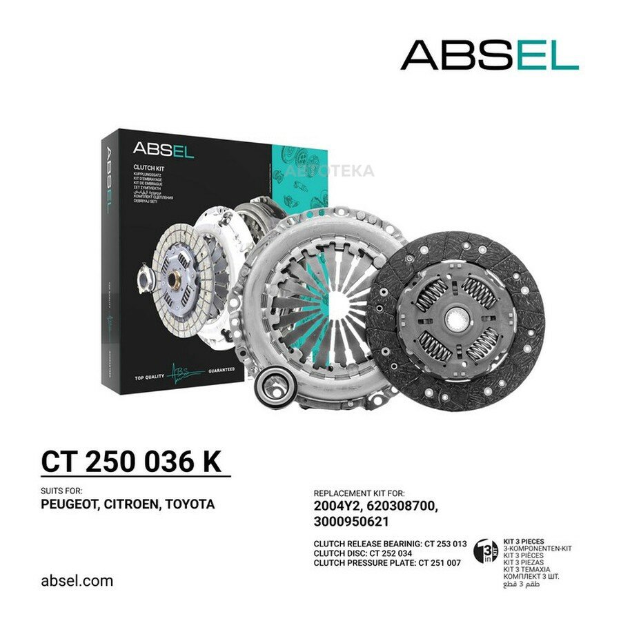 Комплект сцепления (корзина диск подшипник) ABSEL CT250036K