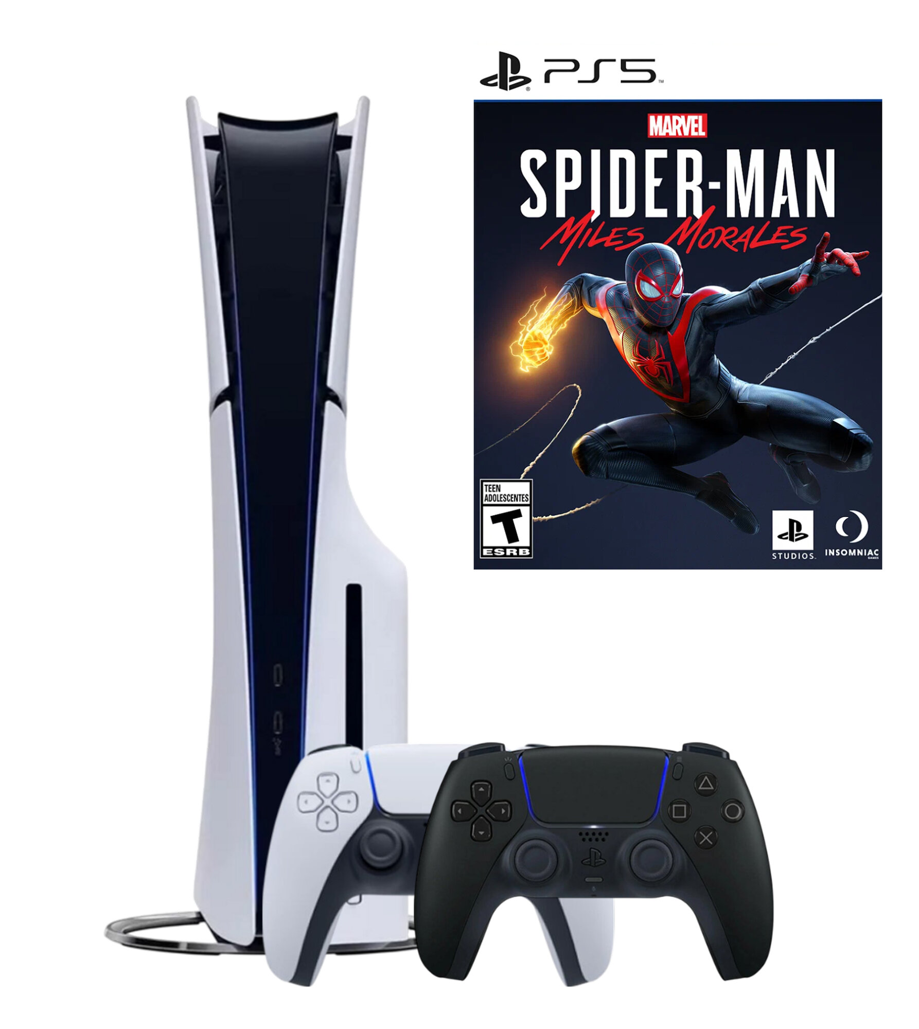 Игровая приставка Sony PS5 Slim + 2й геймпад черный + игра Spider Man Morales