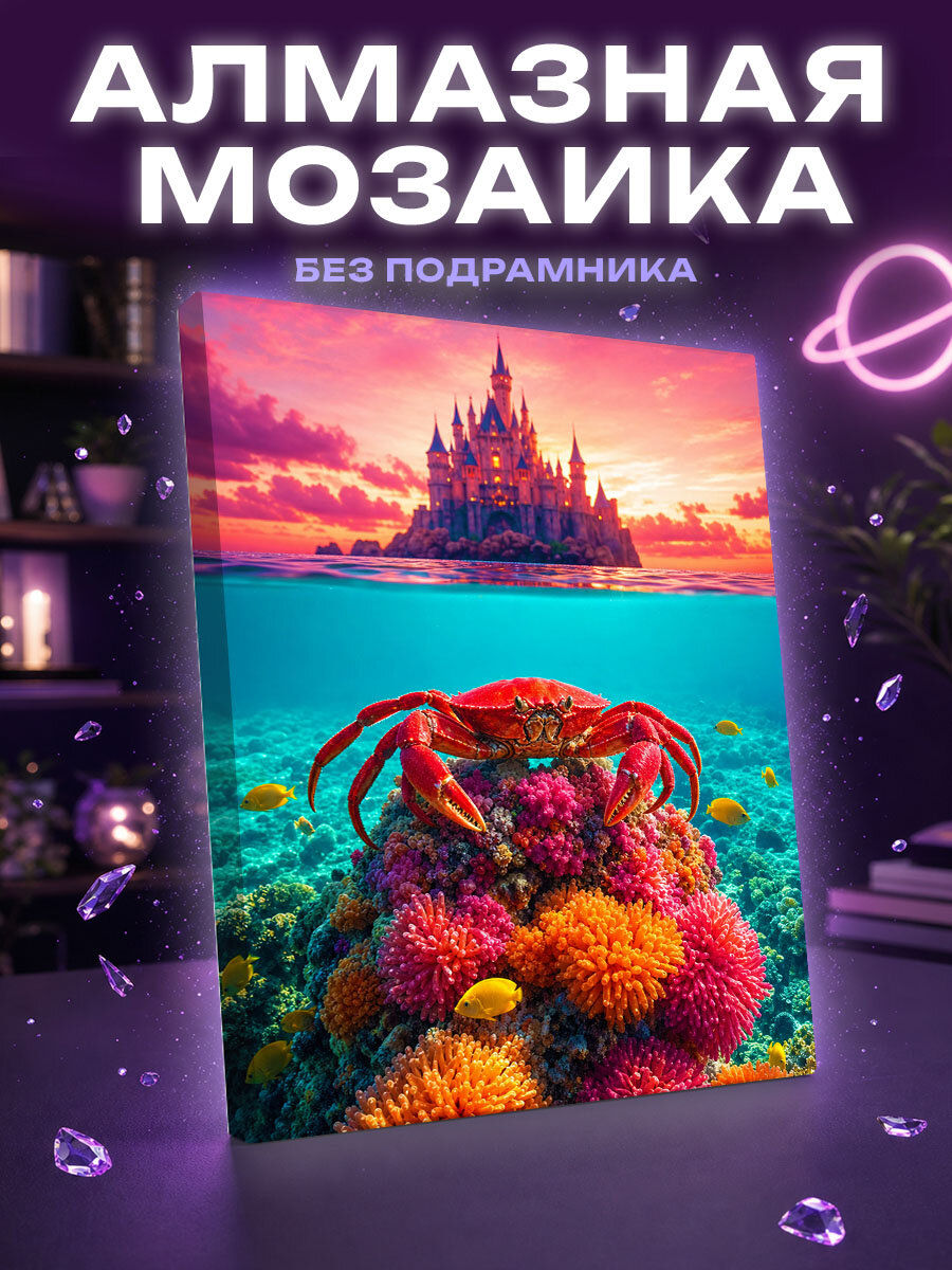 Алмазная мозаика Алый краб в бирюзовом море